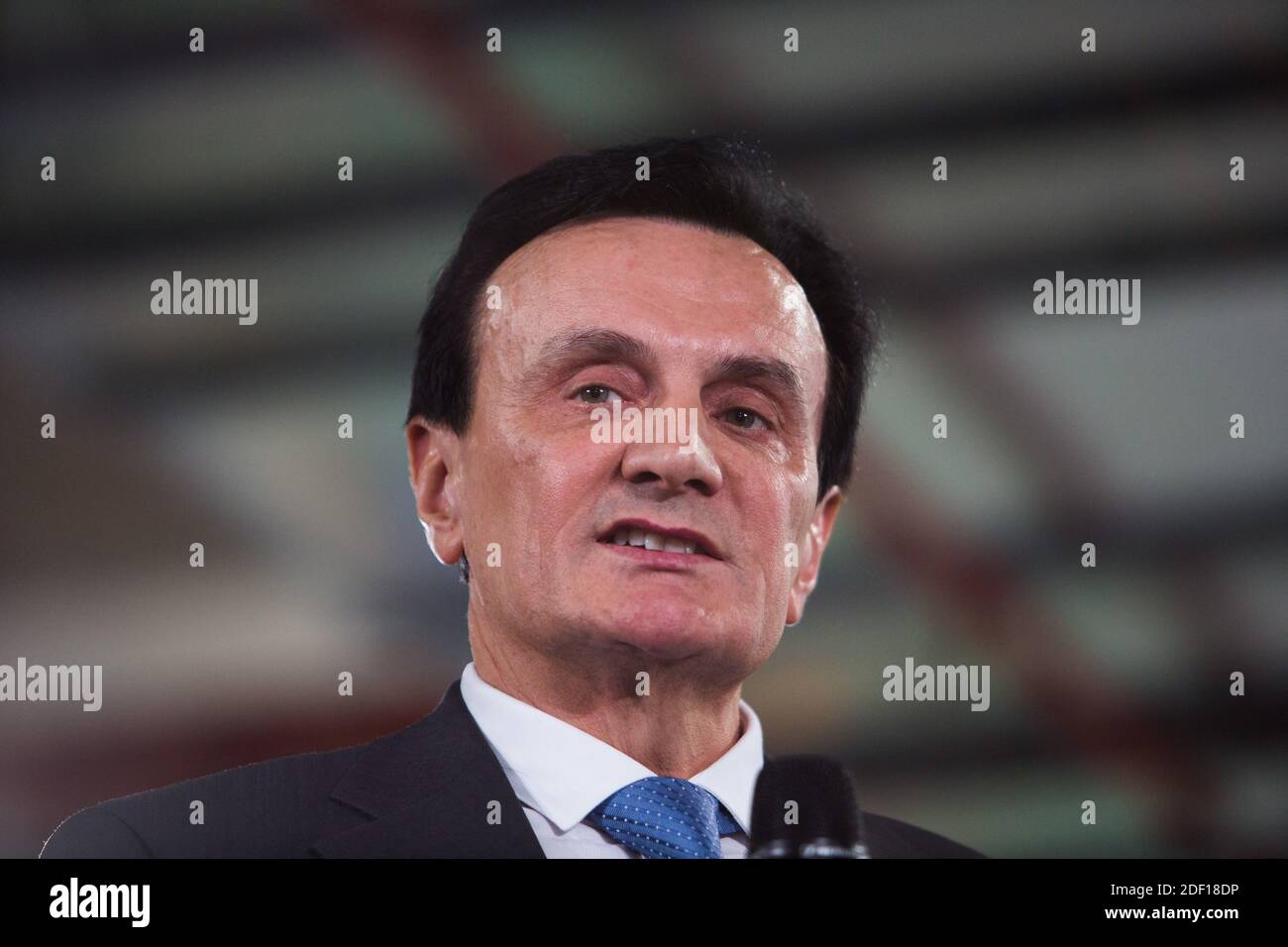 President director of AstraZeneca Pascal Soriot on the stage to deliver ...