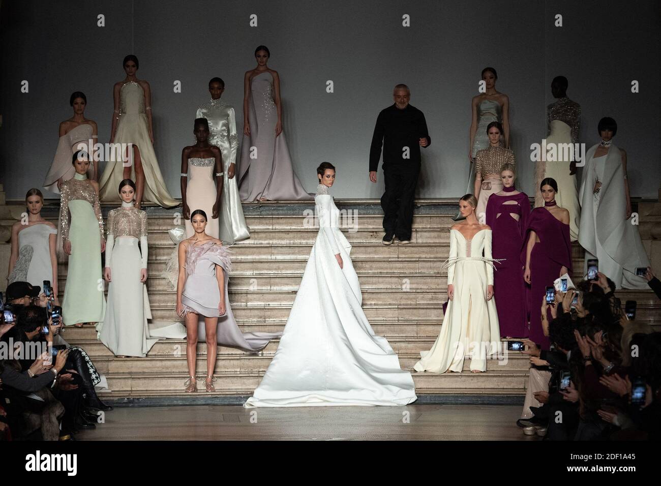 Designer Antonio Grimaldi makes an appearance on the runway during the Antonio Grimaldi Haute ...