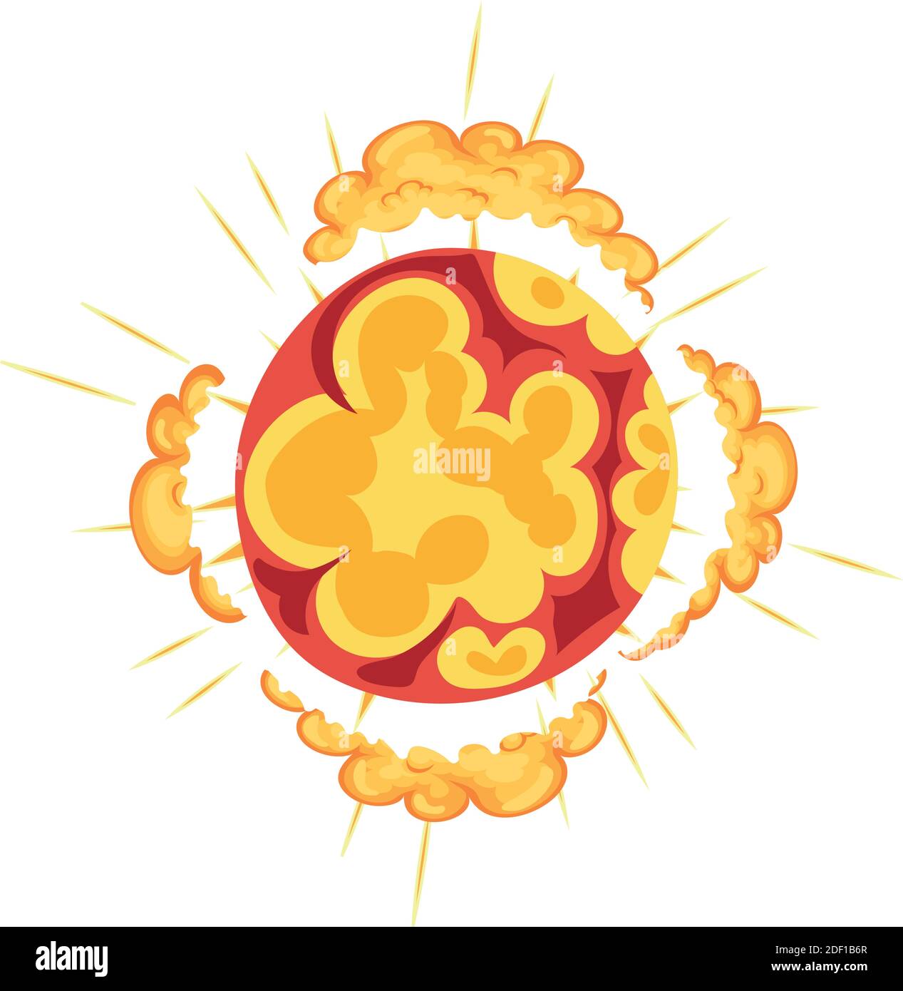 blast in form of circle with clouds of yellow color around him Stock ...