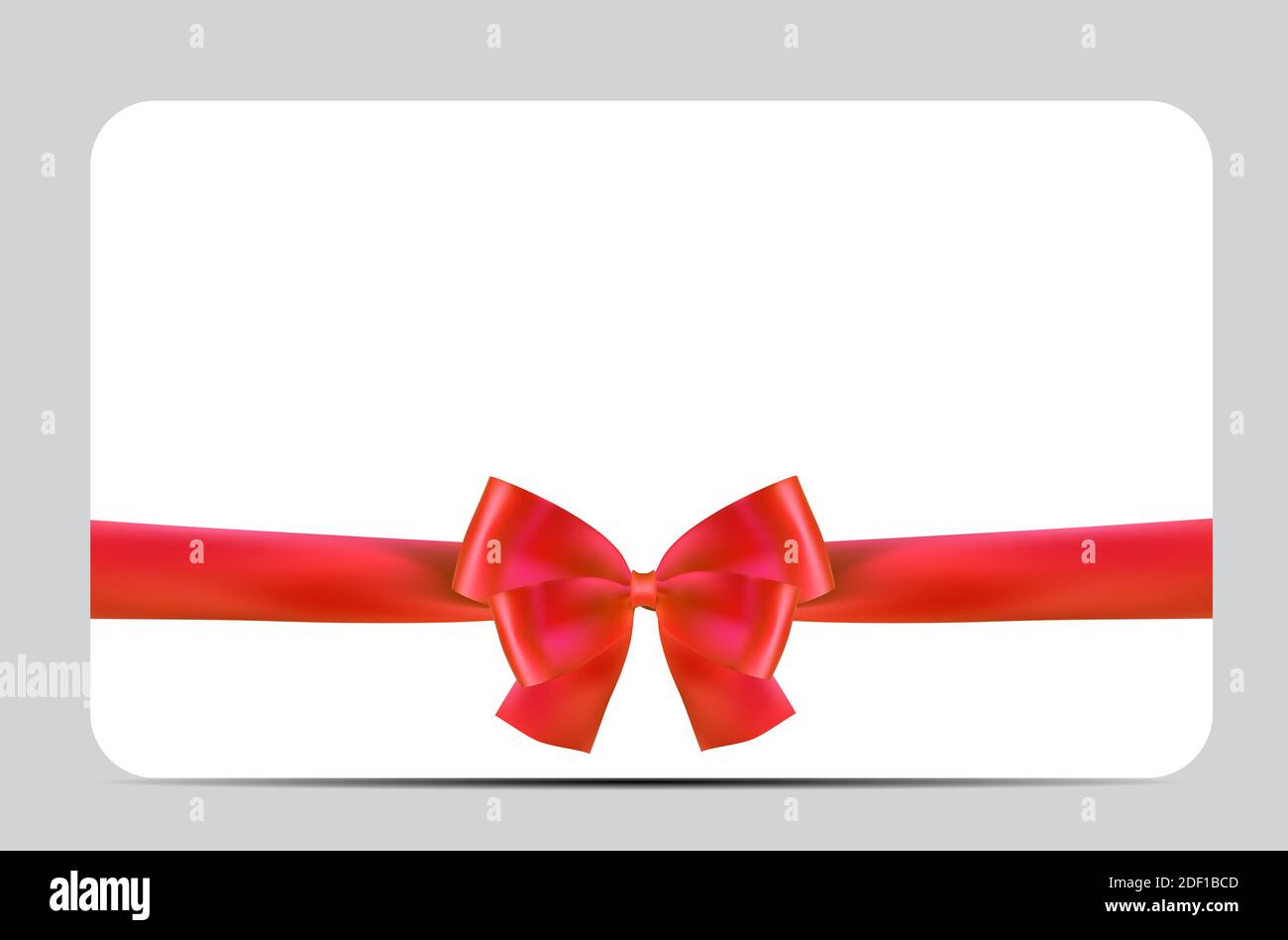 Blank Gift Card Template with Red Bow and Ribbon. Illustration for Your ...