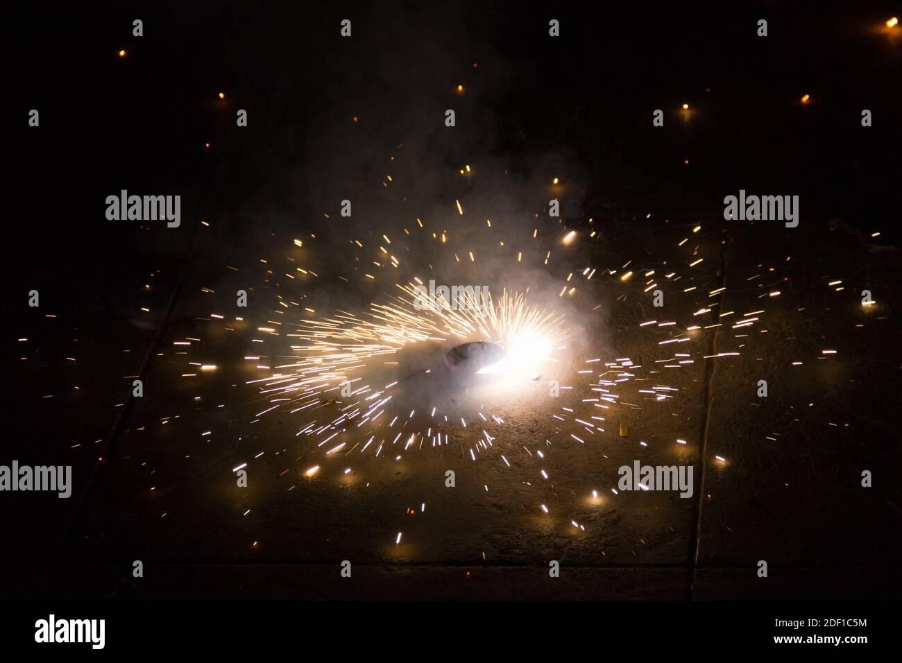 Spiral fireworks on the floor for Diwali Hindu Festival of lights in ...