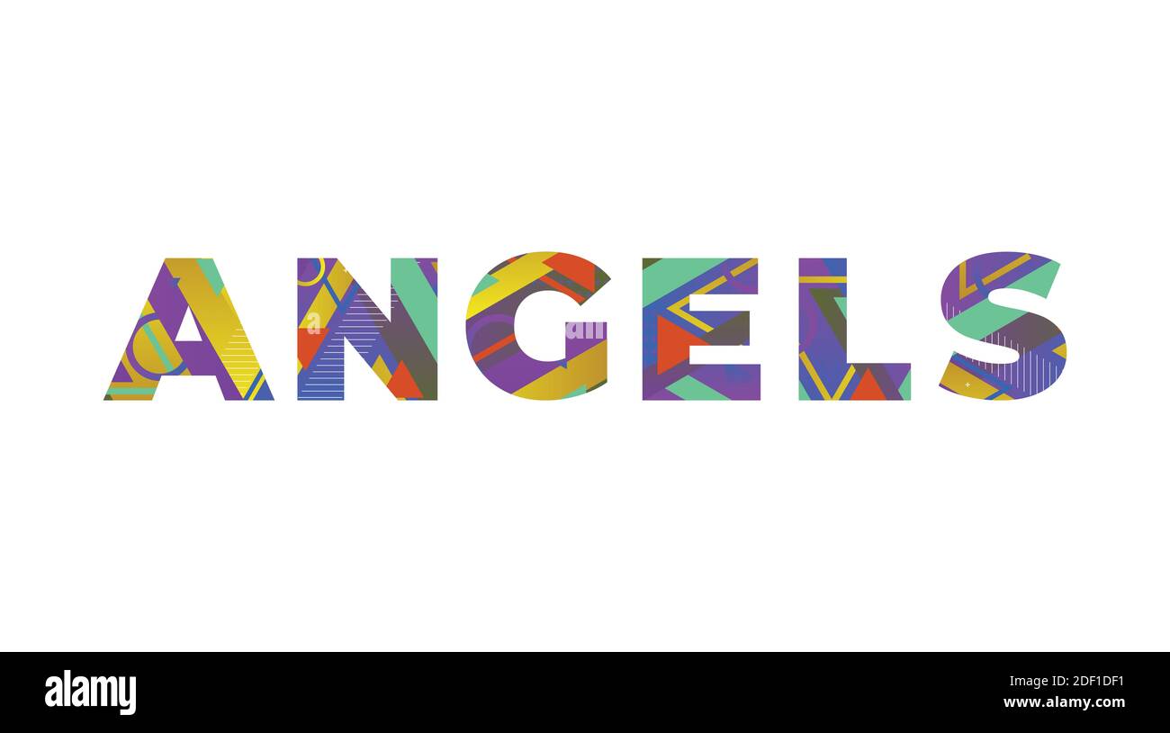 The word ANGELS concept written in colorful retro shapes and colors ...