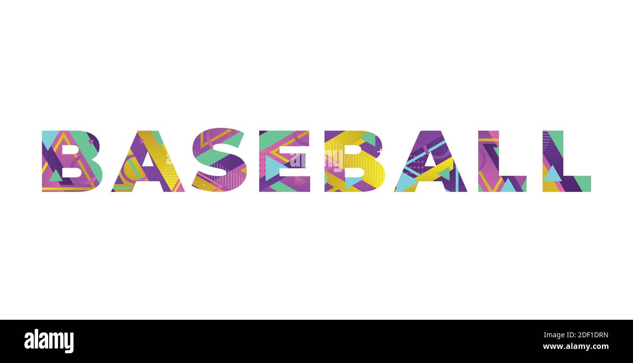The word BASEBALL concept written in colorful retro shapes and colors ...
