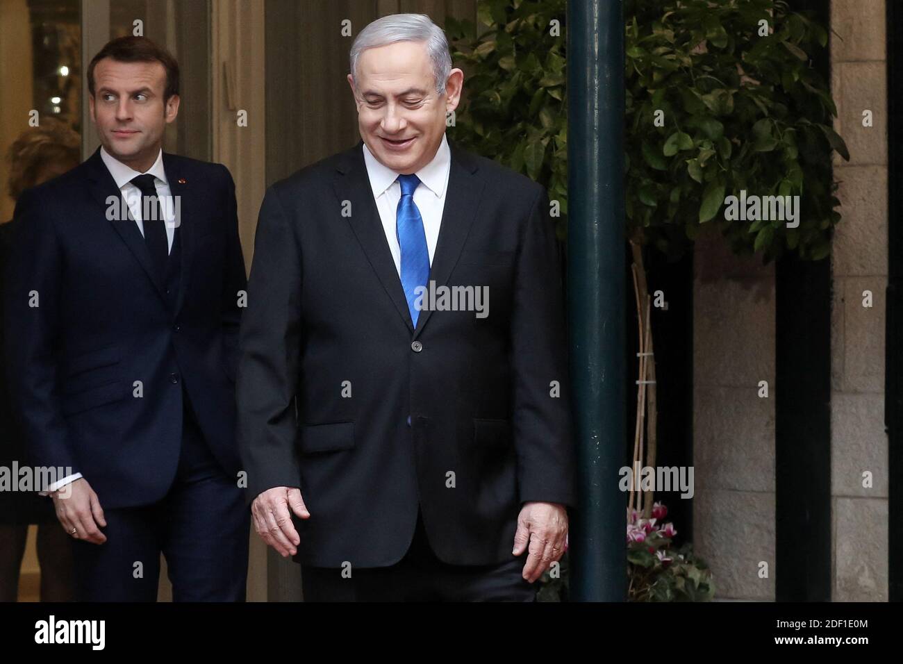 French President Emmanuel Macron meets Israeli Prime Minister Benyamin ...