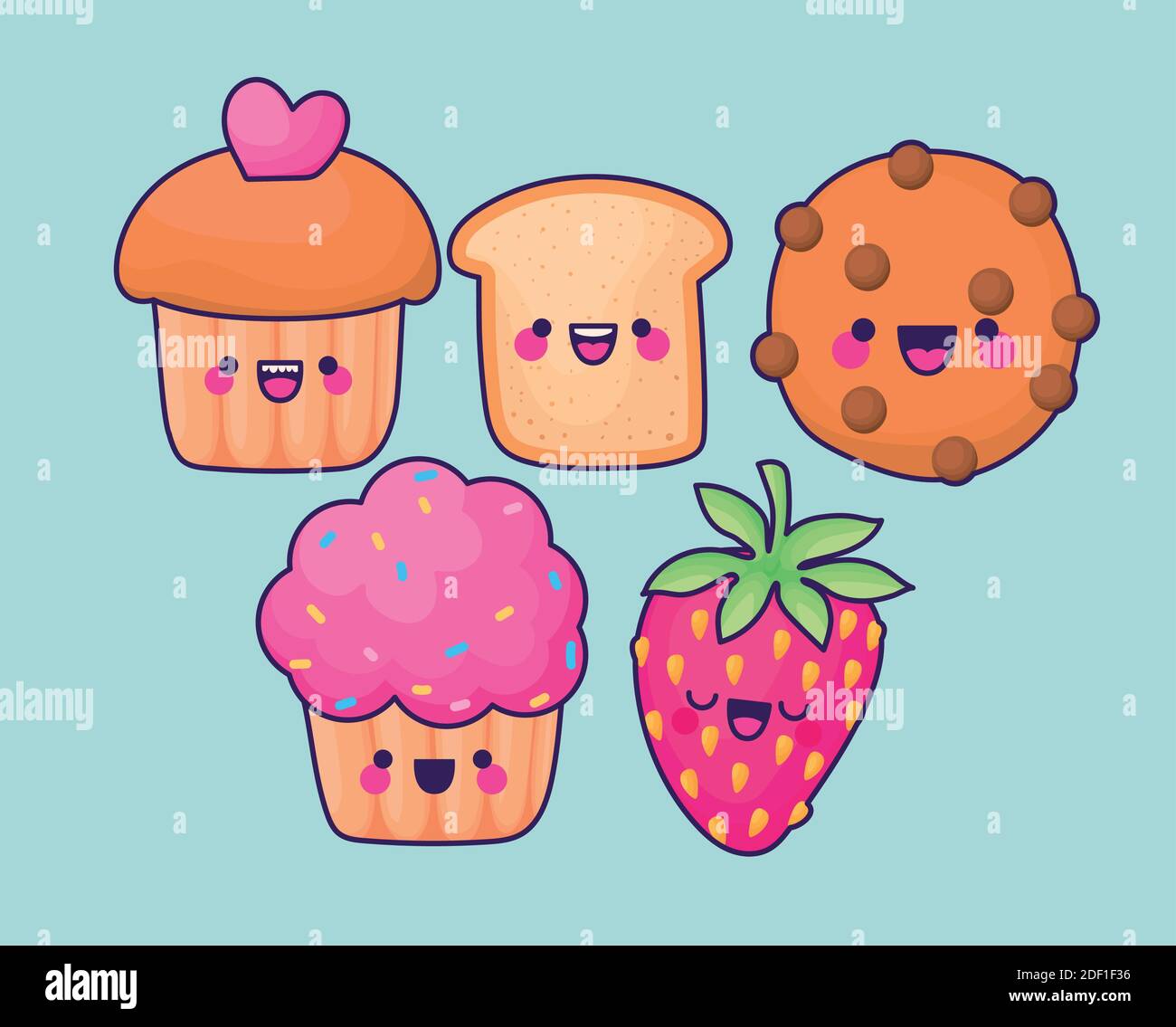 sets of kawaii foods icons Stock Vector Image & Art - Alamy