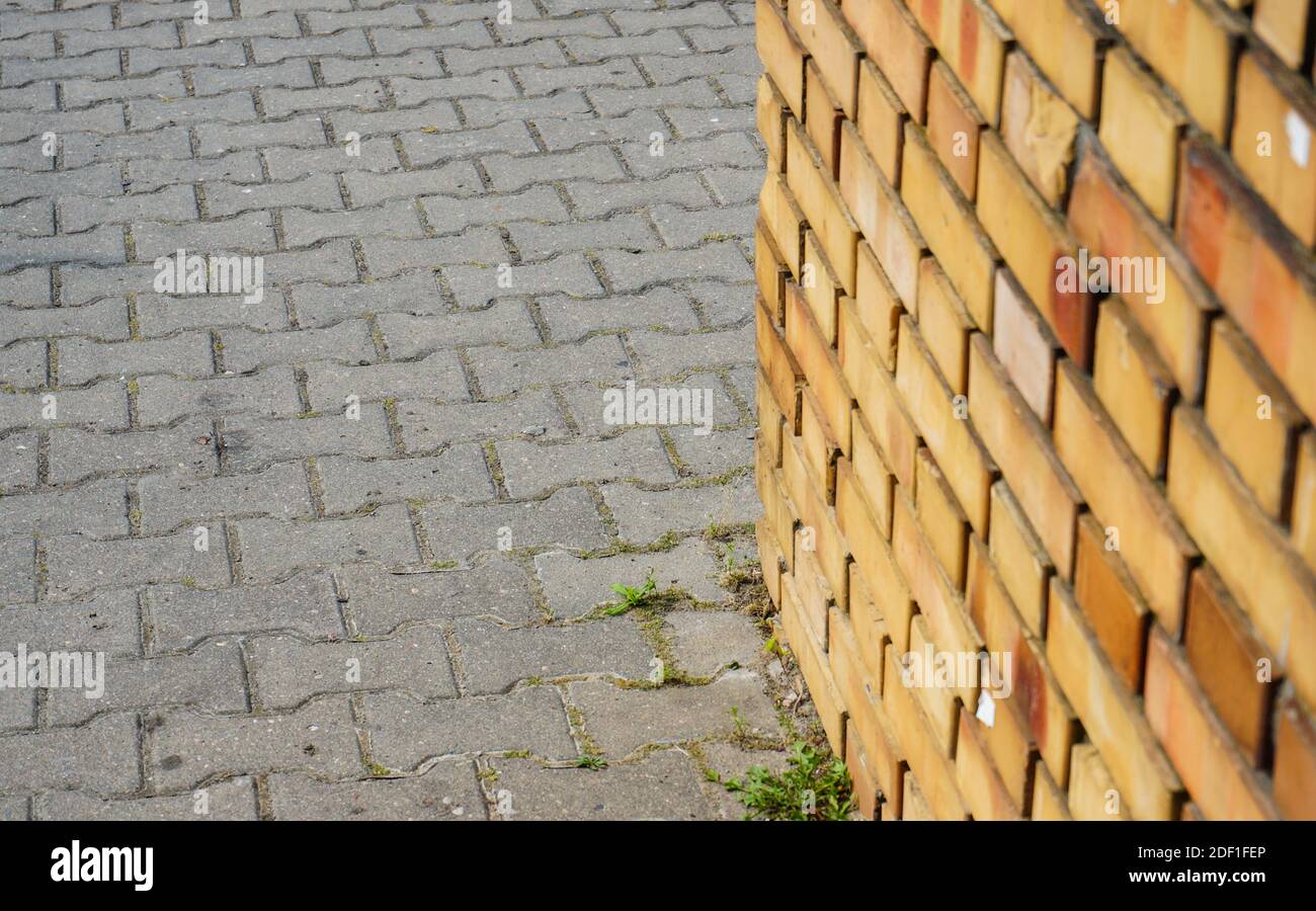 A beautiful shot of the ground and the brick wall- perfect for ...
