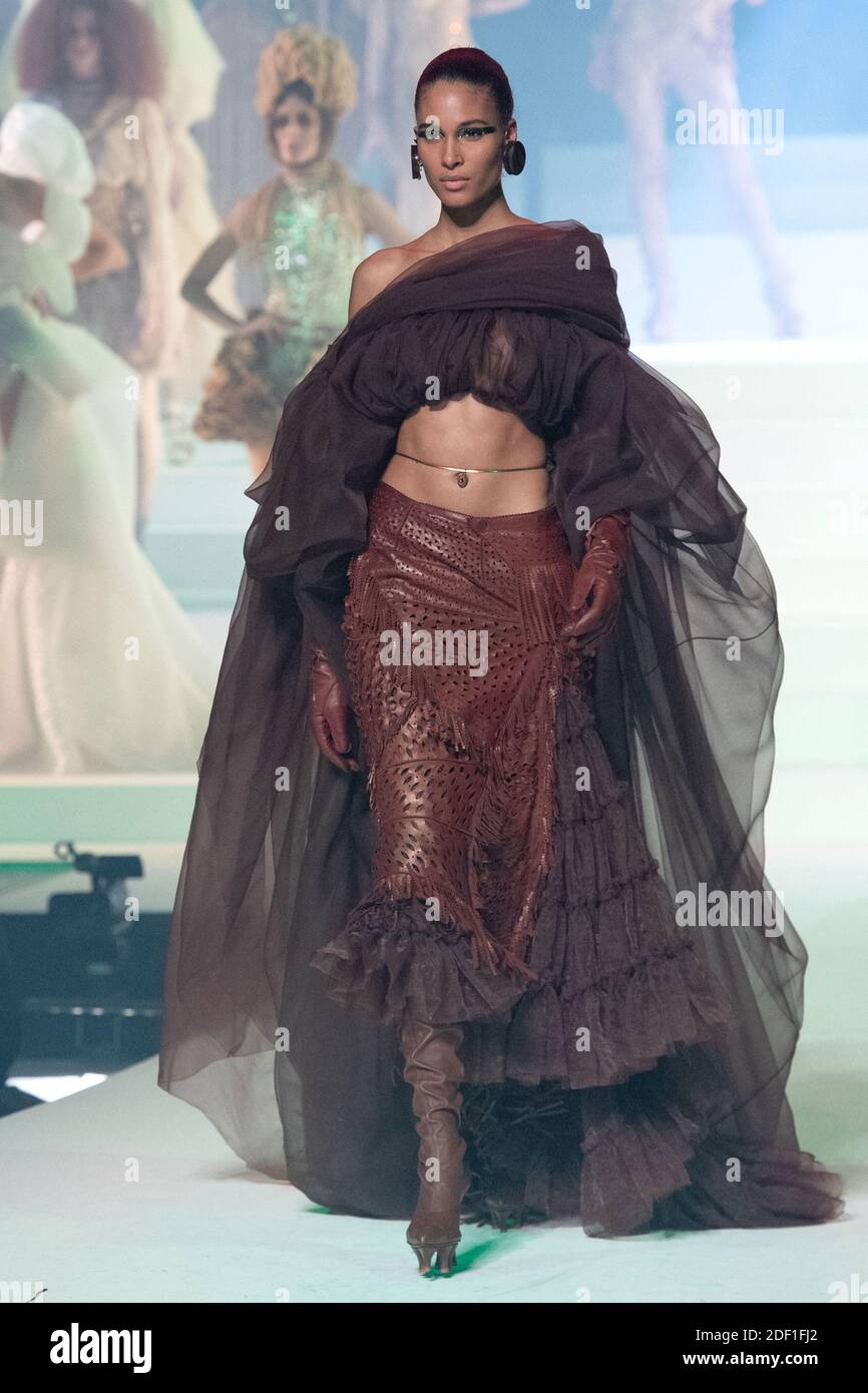 Cindy Bruna walks the runway during the last Jean-Paul Gaultier Haute ...