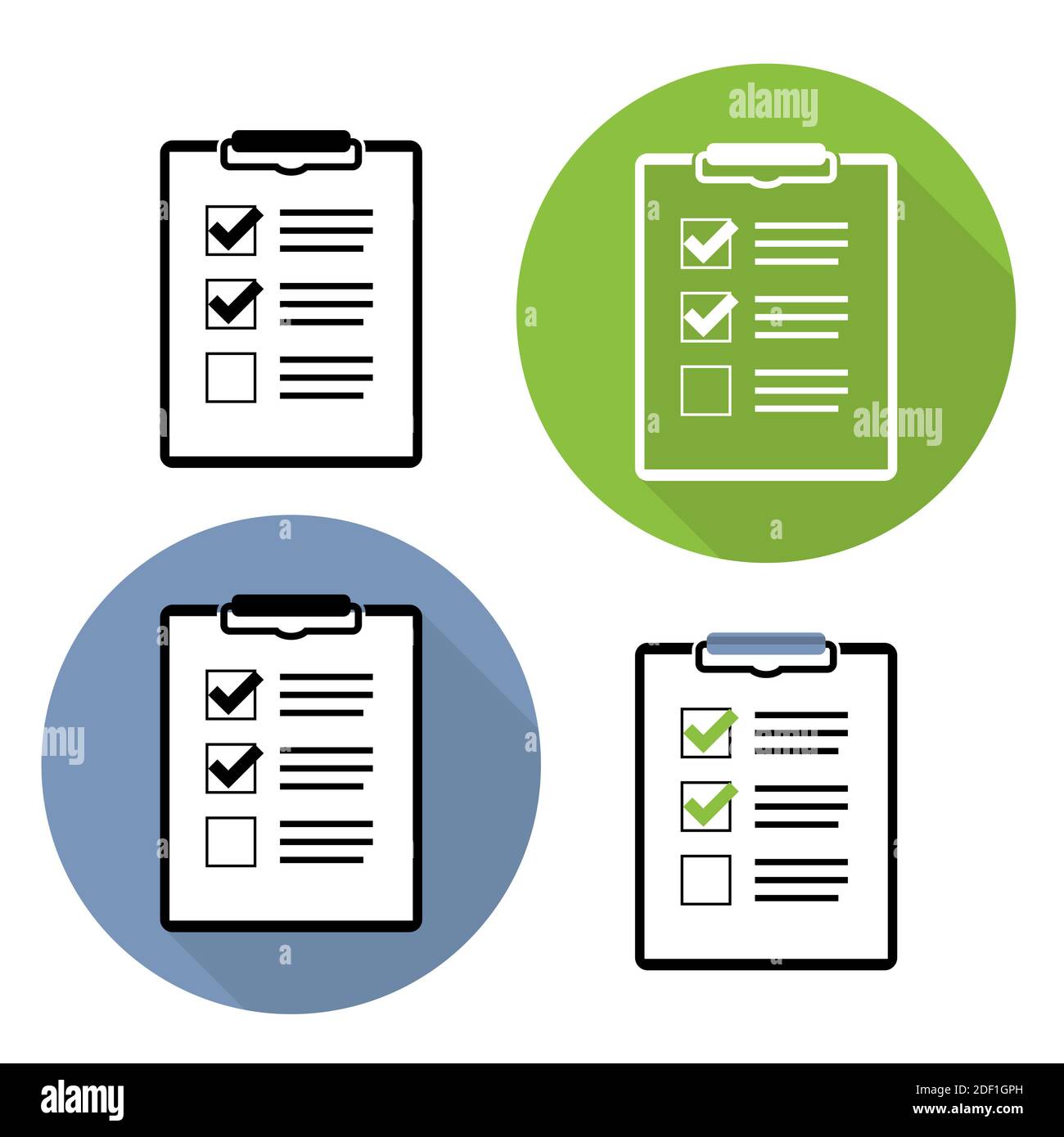 Check List Sign Flat Icon Collection Set Illustration Stock Photo - Alamy