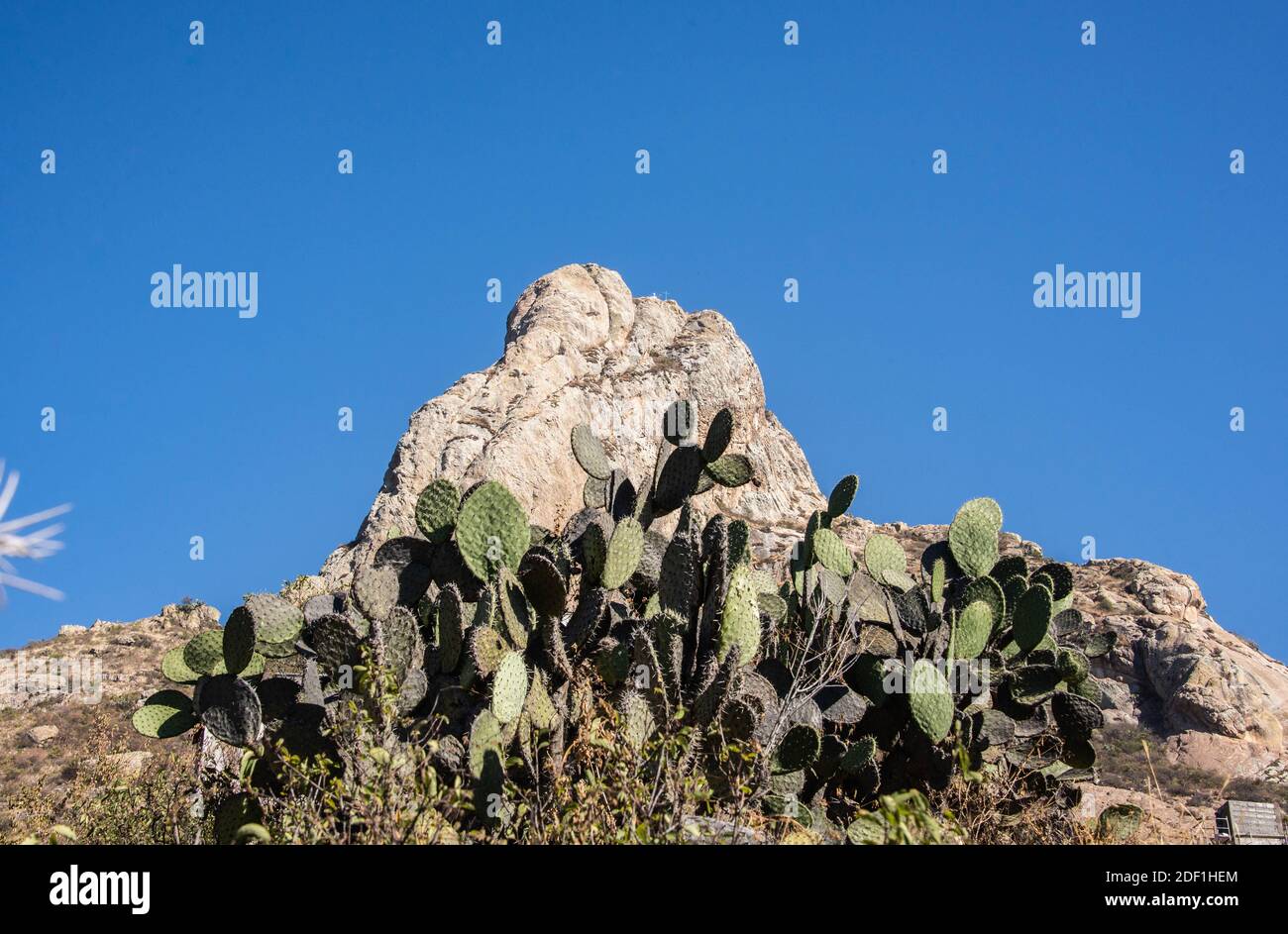 View of the massive Peña de Bernal, UNESCO site and one of the world’s ...