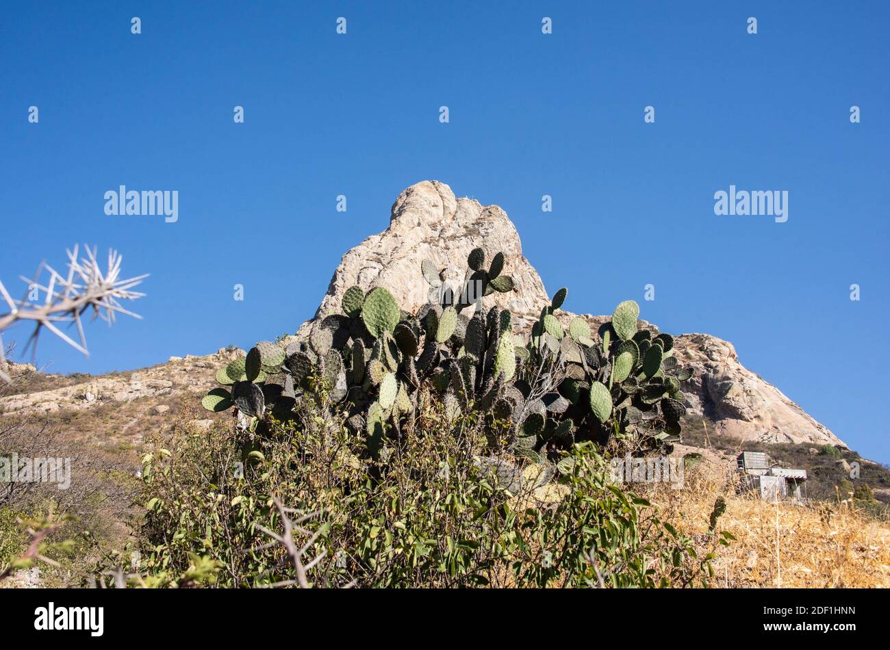 View of the massive Peña de Bernal, UNESCO site and one of the world’s ...