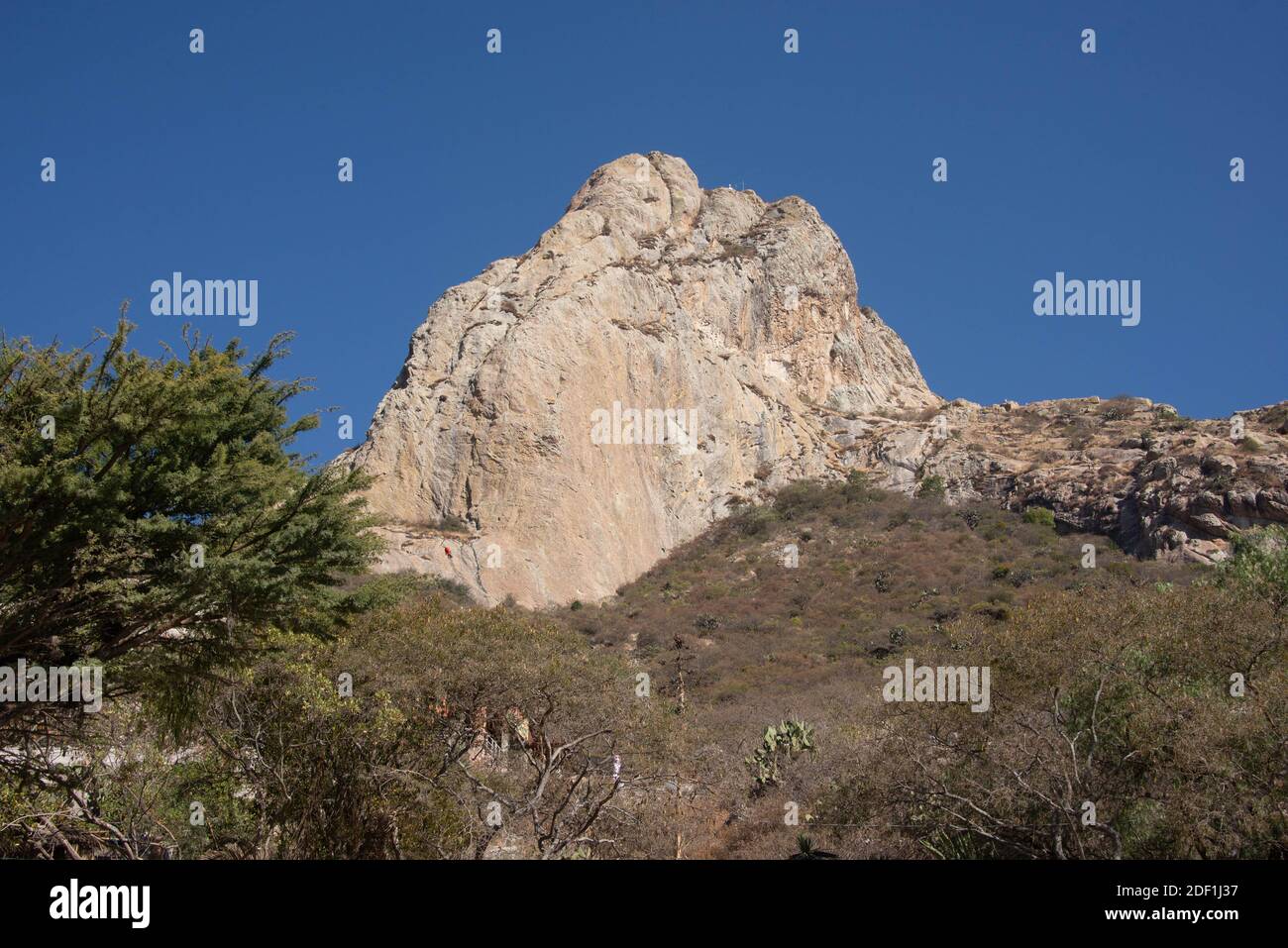 View of the massive Peña de Bernal, UNESCO site and one of the world’s ...