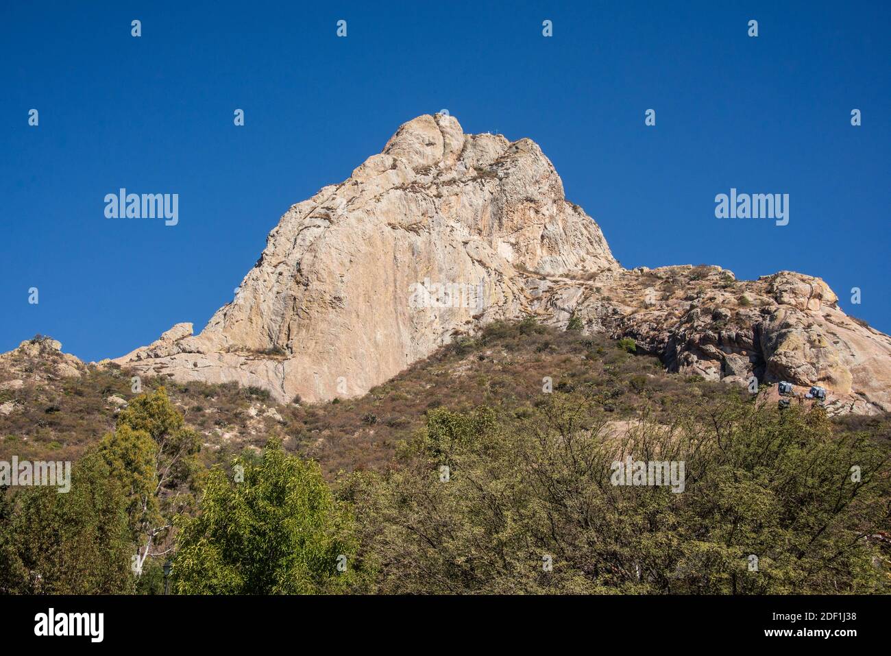 View of the massive Peña de Bernal, UNESCO site and one of the world’s ...