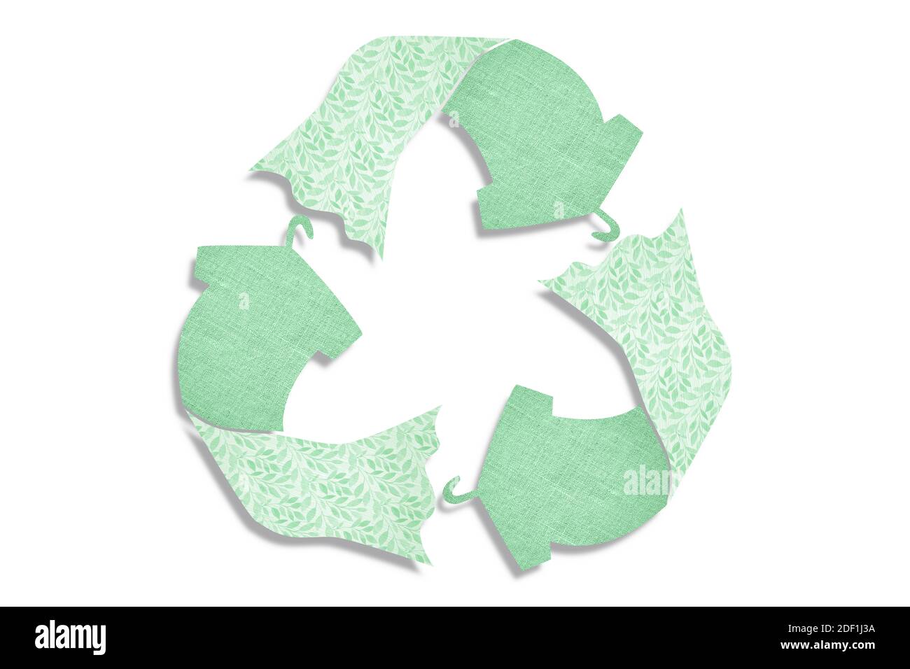 Recycle clothes icons textured with recycled fabric, sustainable ...