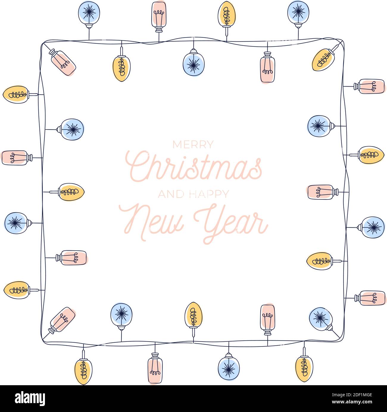 Xmas light bulbs frame, vertical rectangle shape. Simple but cute ...