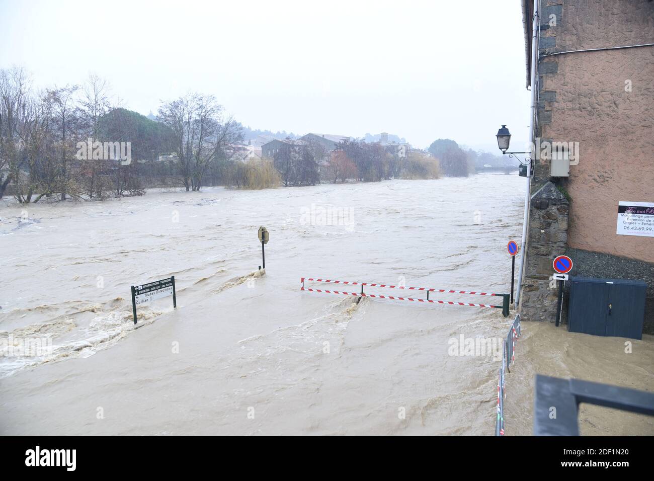Flood in Limoux in the Aude department in the Occitanie region in the ...