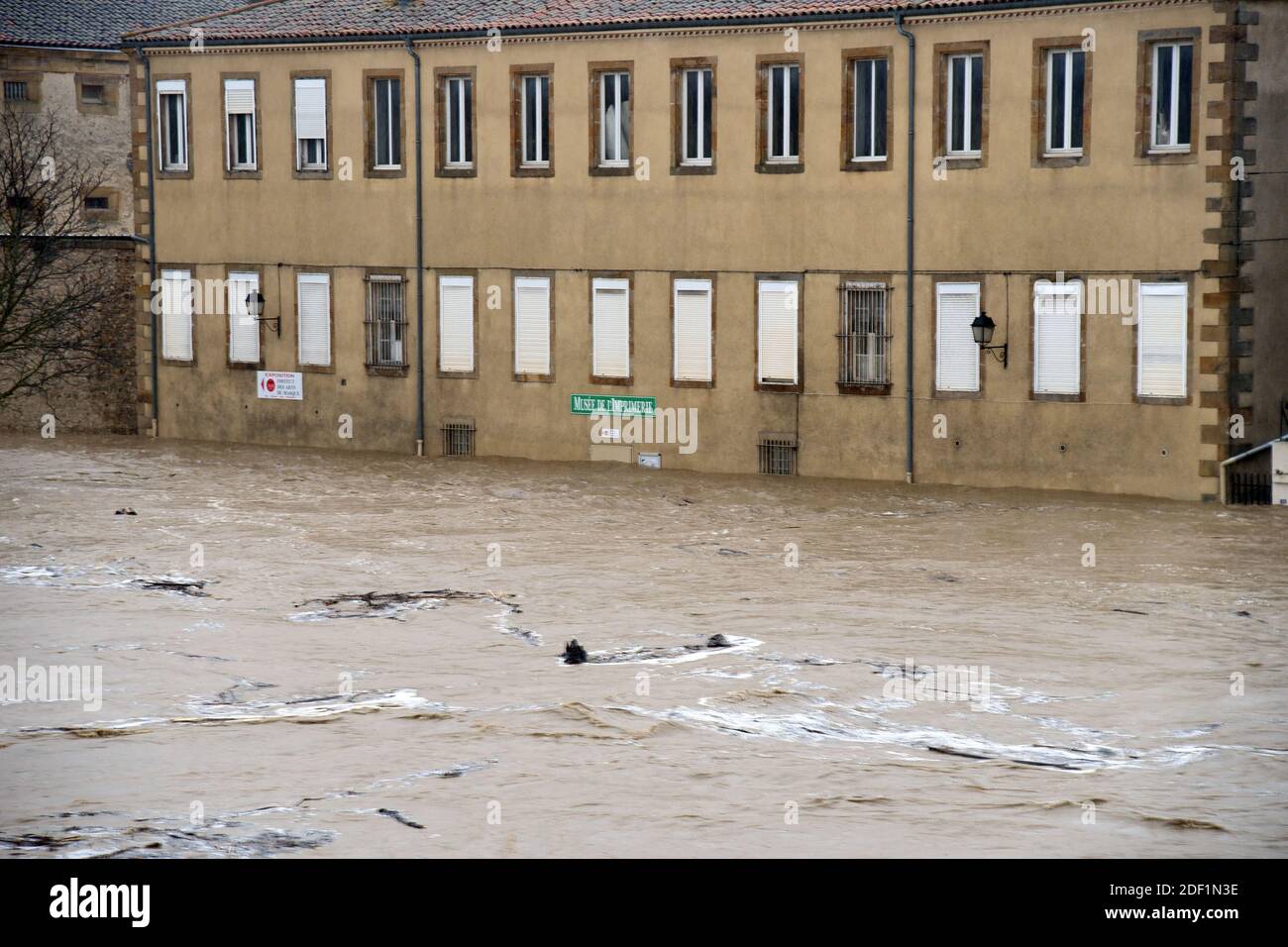 Flood in Limoux in the Aude department in the Occitanie region in the ...
