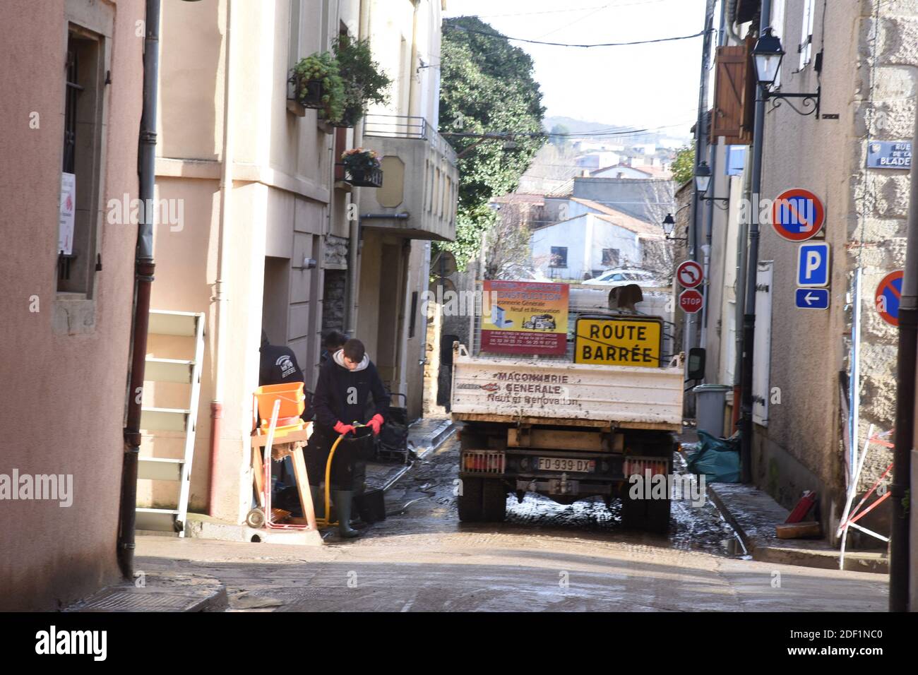 Aftermath of flood after heavy rain from the Gloria storm in Limoux in ...