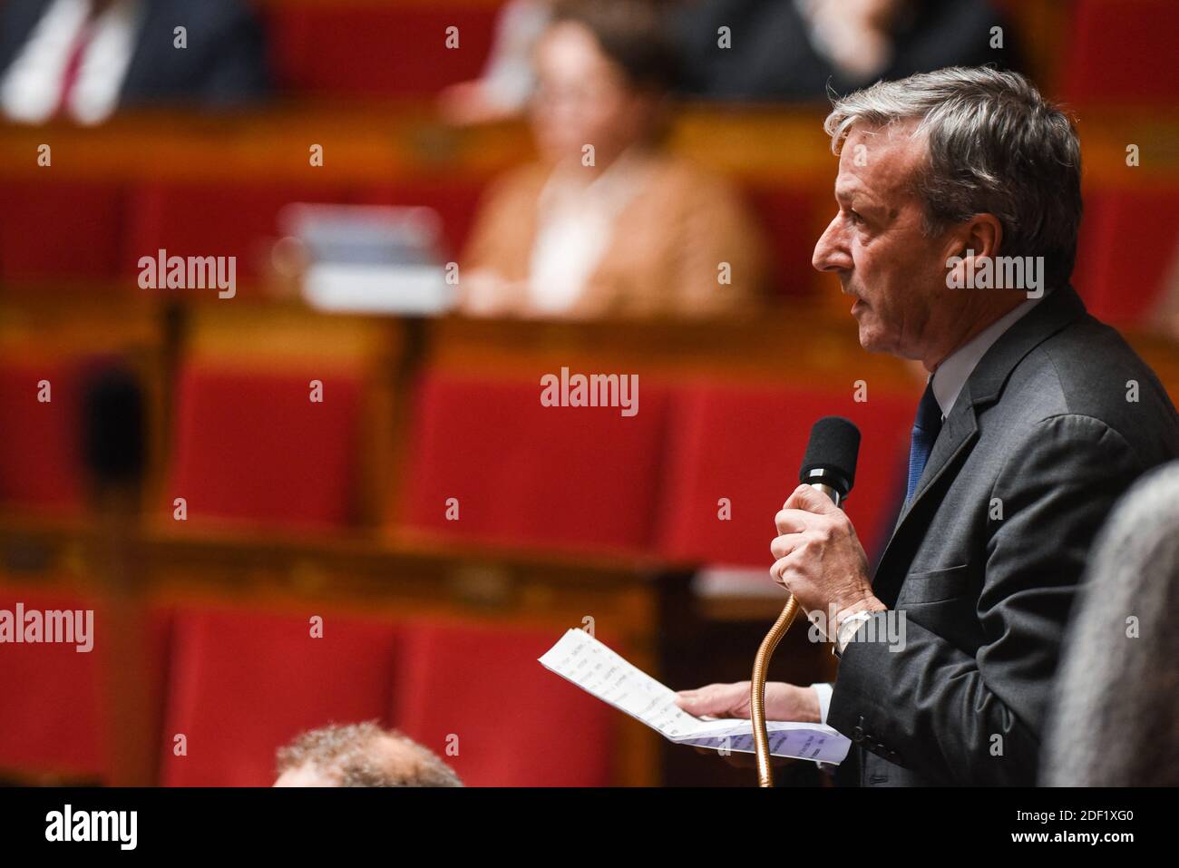 Rightist MP Philippe Vigier speaks as he attends a session of ...