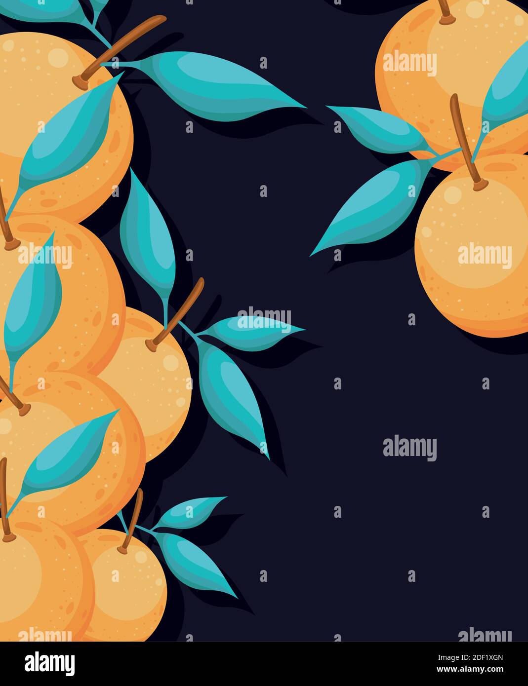set of tangerine with stem Stock Vector Image & Art - Alamy