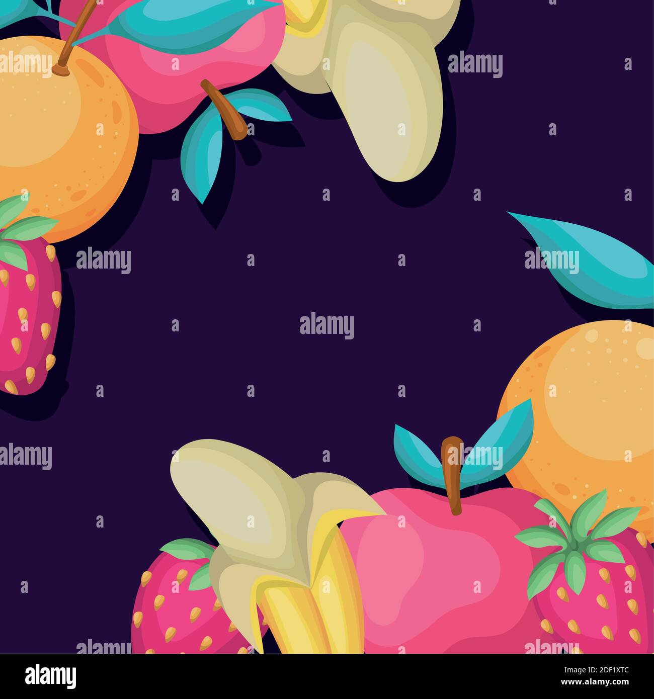 set of fruits on a dark purple background Stock Vector Image & Art - Alamy