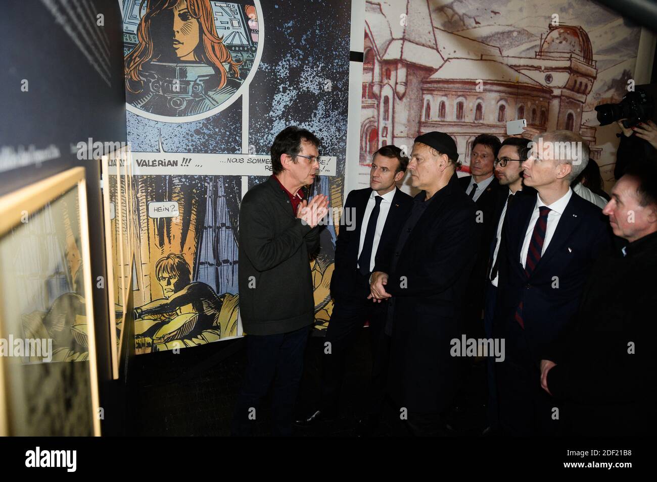 President Emmanuel Macron, here with Culture Minister Franck Riester ...