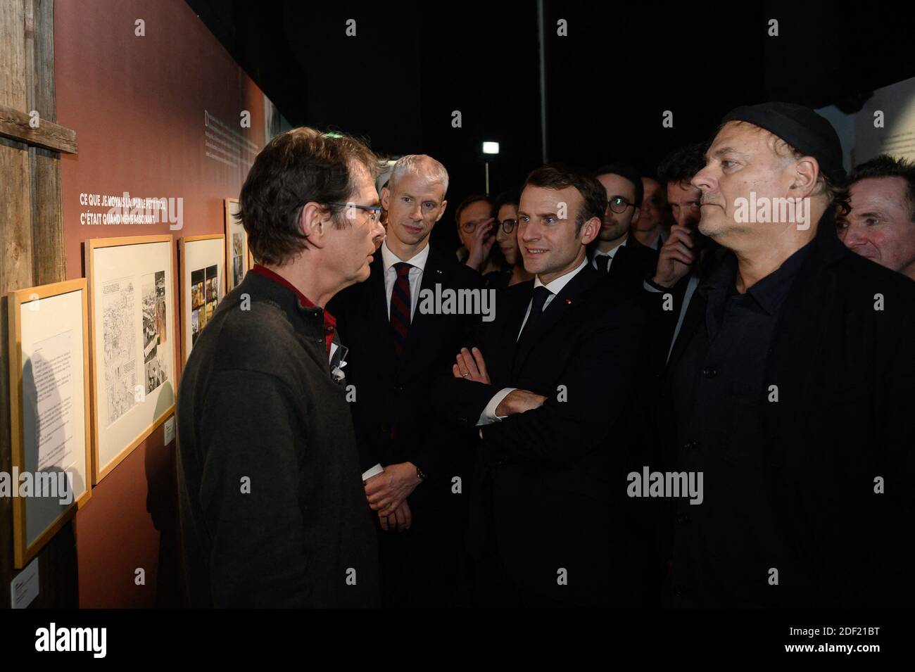 President Emmanuel Macron, here with Culture Minister Franck Riester ...