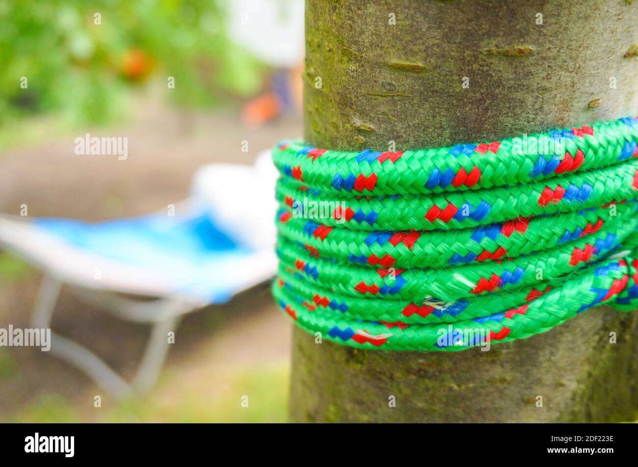 Rope around tree hi-res stock photography and images - Alamy