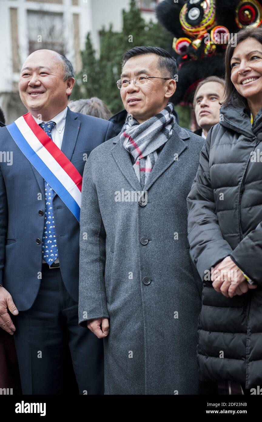Shaye Lu, China's ambassador in France, during the inauguration of the ...