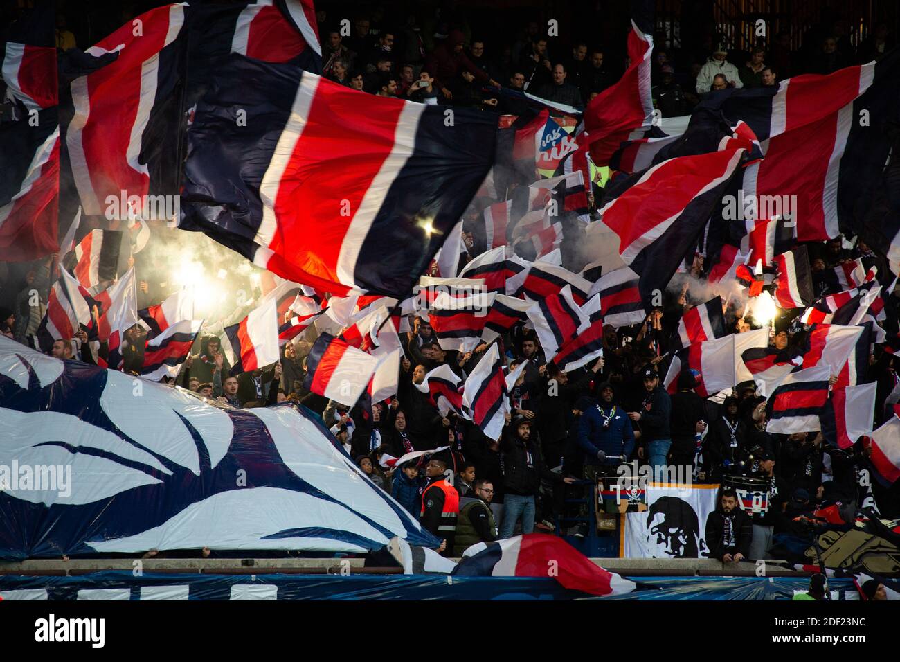 Ultras PSG during Ligue 1 Paris Saint-Germain (PSG) v Montpellier ...