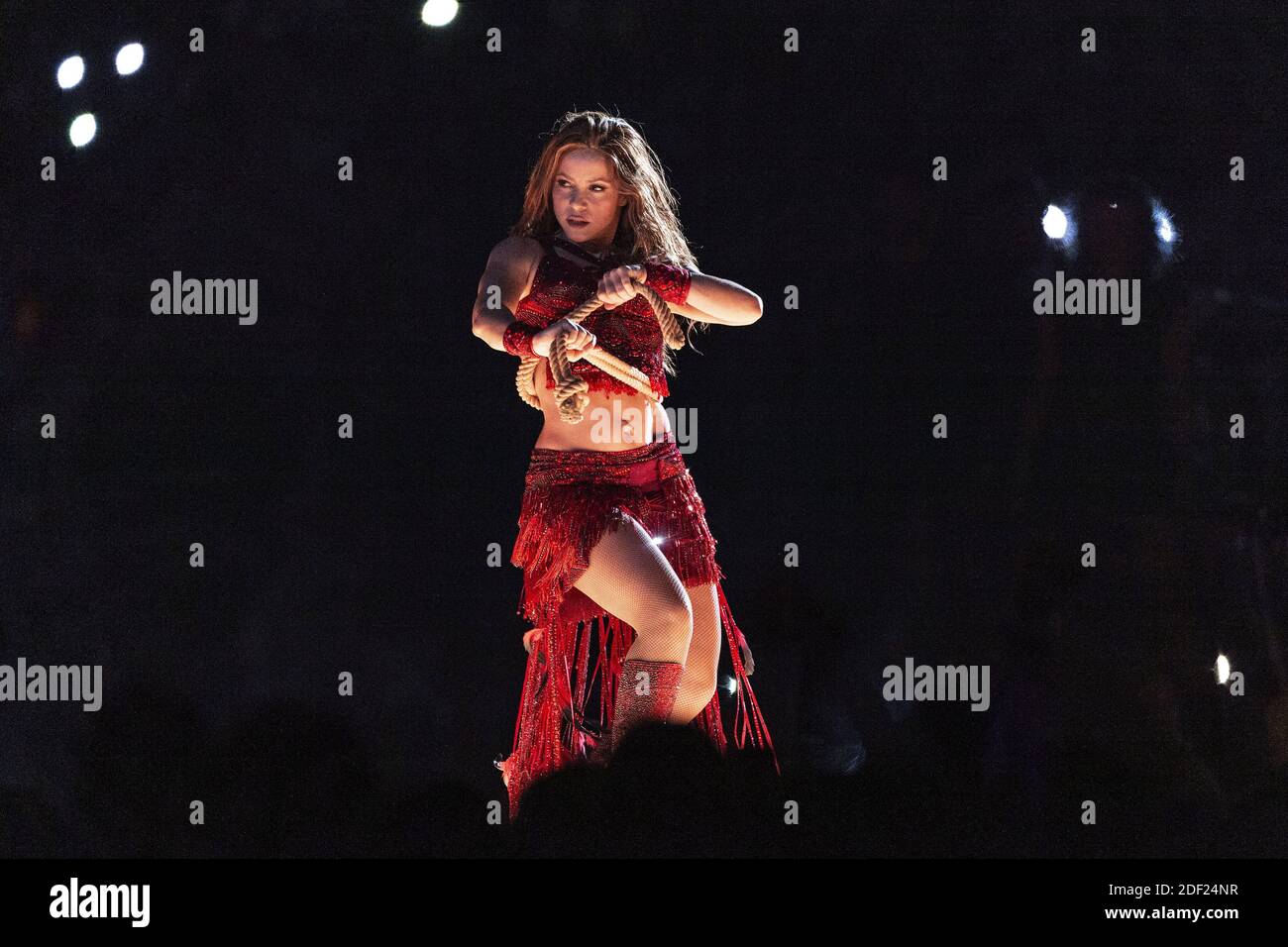 Shakira performs onstage during the Pepsi Super Bowl LIV Halftime Show ...