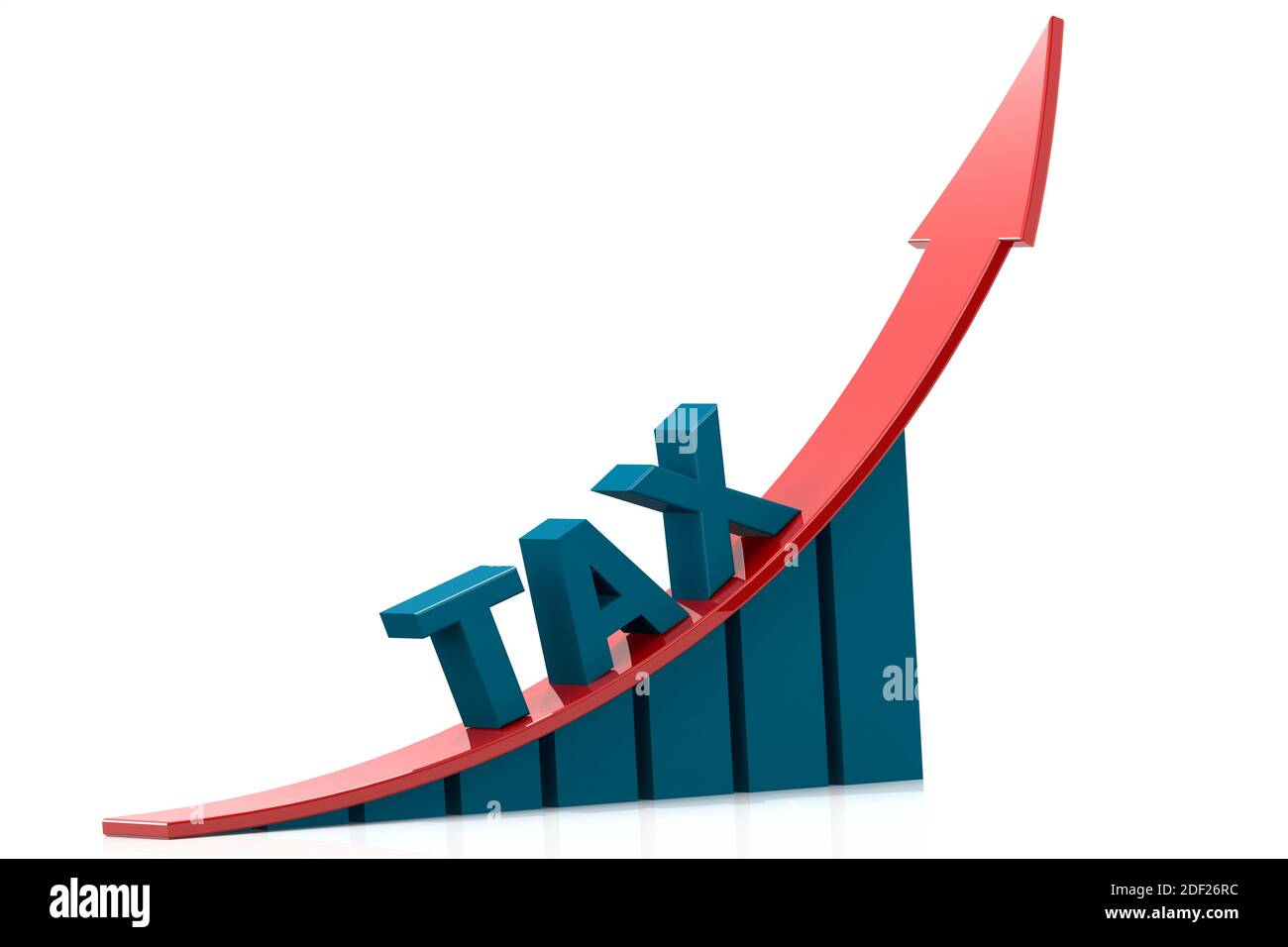 Bar chart with tax is growing up arrow, 3d rendering Stock Photo - Alamy