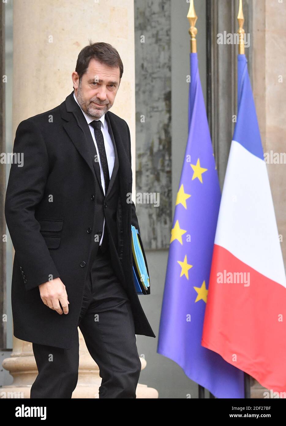 French Interior Minister Christophe Castaner leaves the Elysee ...