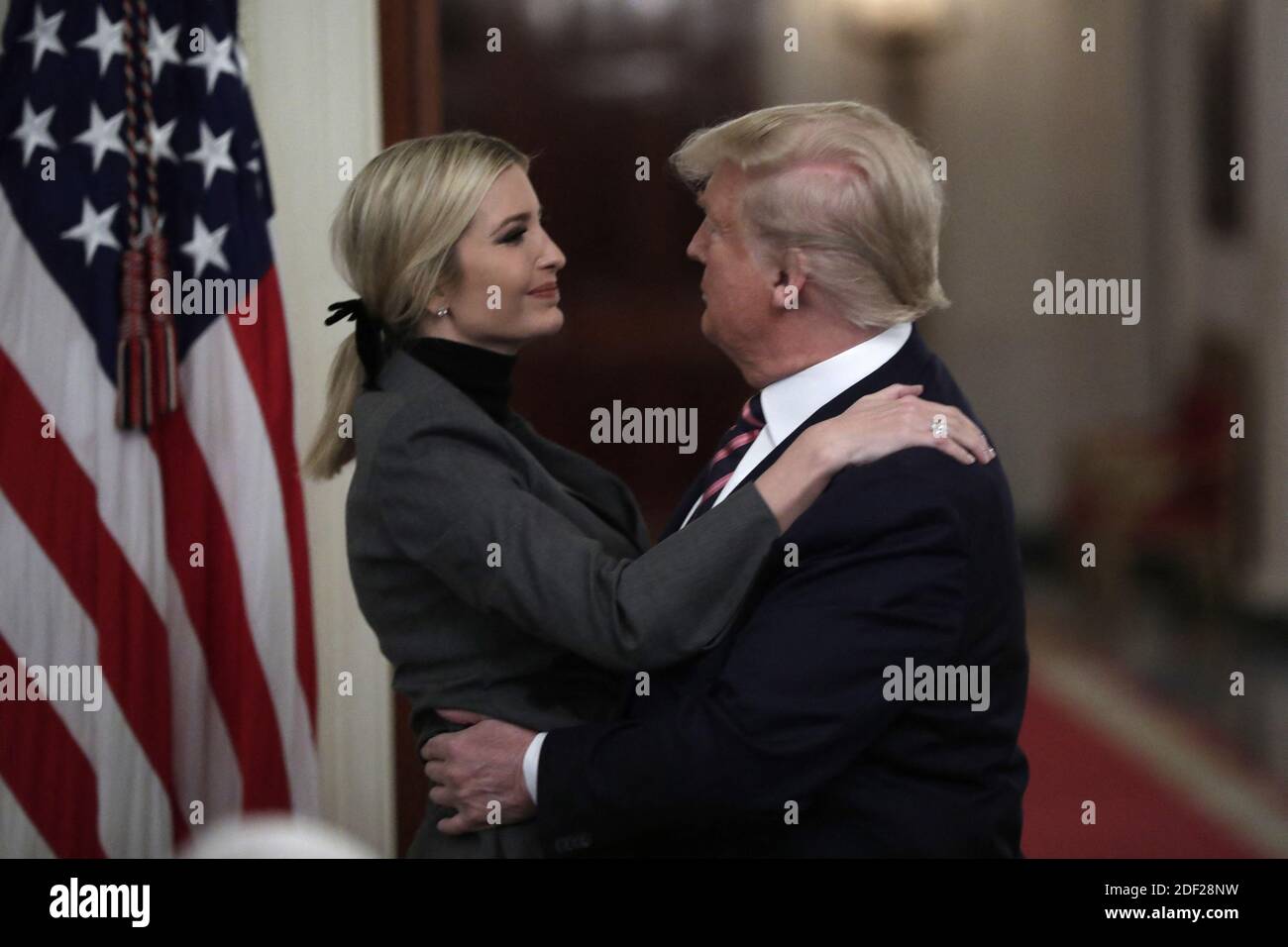 U.S. President Donald Trump hugs his daughter Ivanka Trump after ...