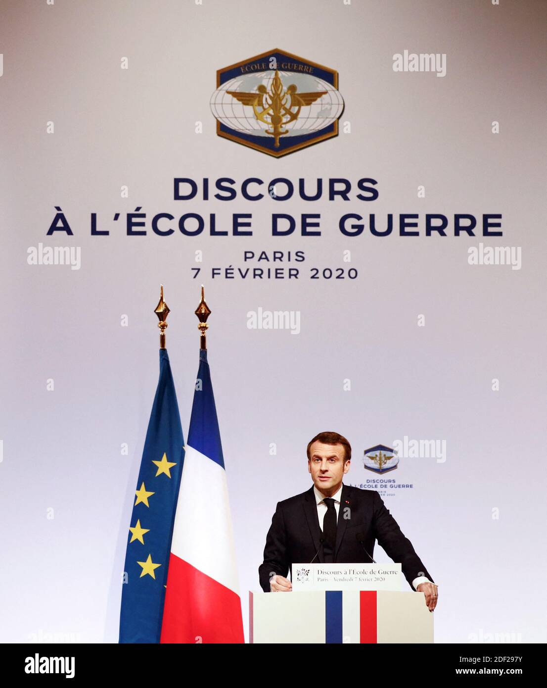 French President Emmanuel Macron delivers a speech on defence strategy ...
