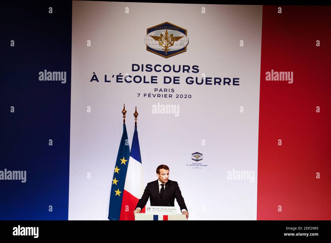 French President Emmanuel Macron delivers a speech on defence strategy ...
