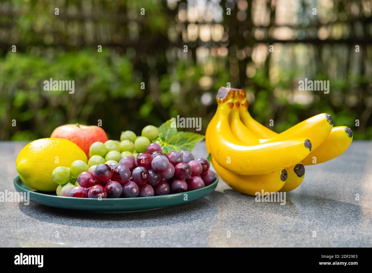 side view artificial fruits in the outdoor horizontal composition Stock ...