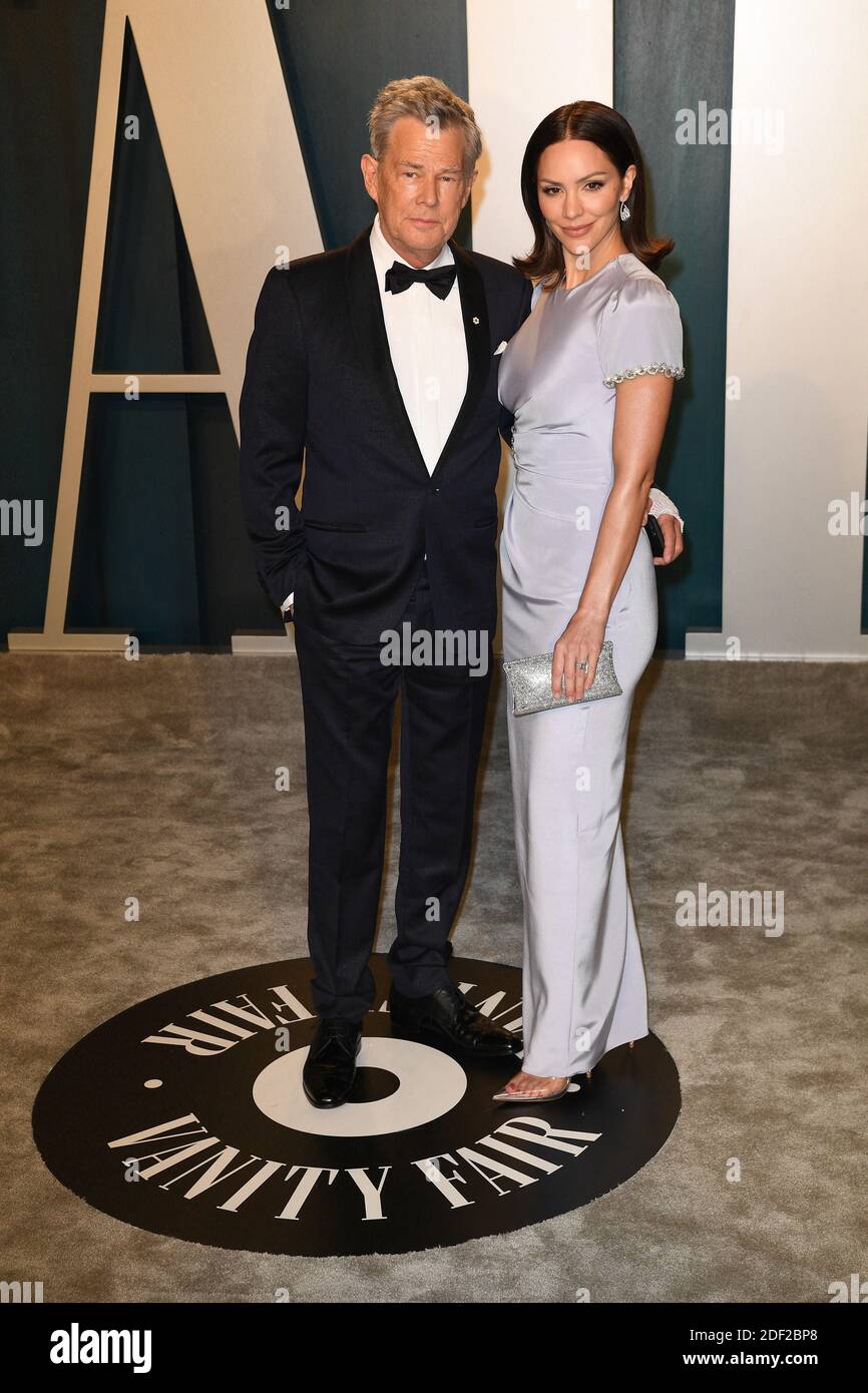 David Foster and Katharine McPhee attending the Vanity Fair Oscar party ...