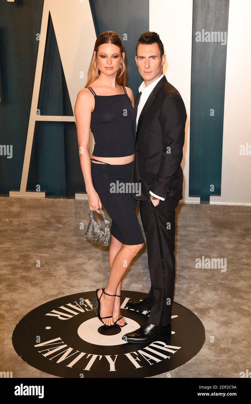 Behati Prinsloo and Adam Levine attending the Vanity Fair Oscar party ...