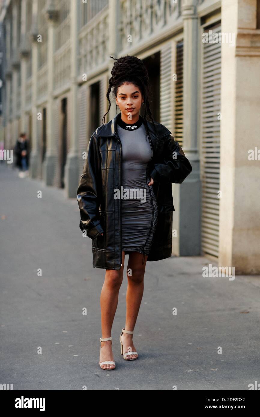 Street style, Sharon Alexie arriving at Heron Preston Fall Winter 2020 ...