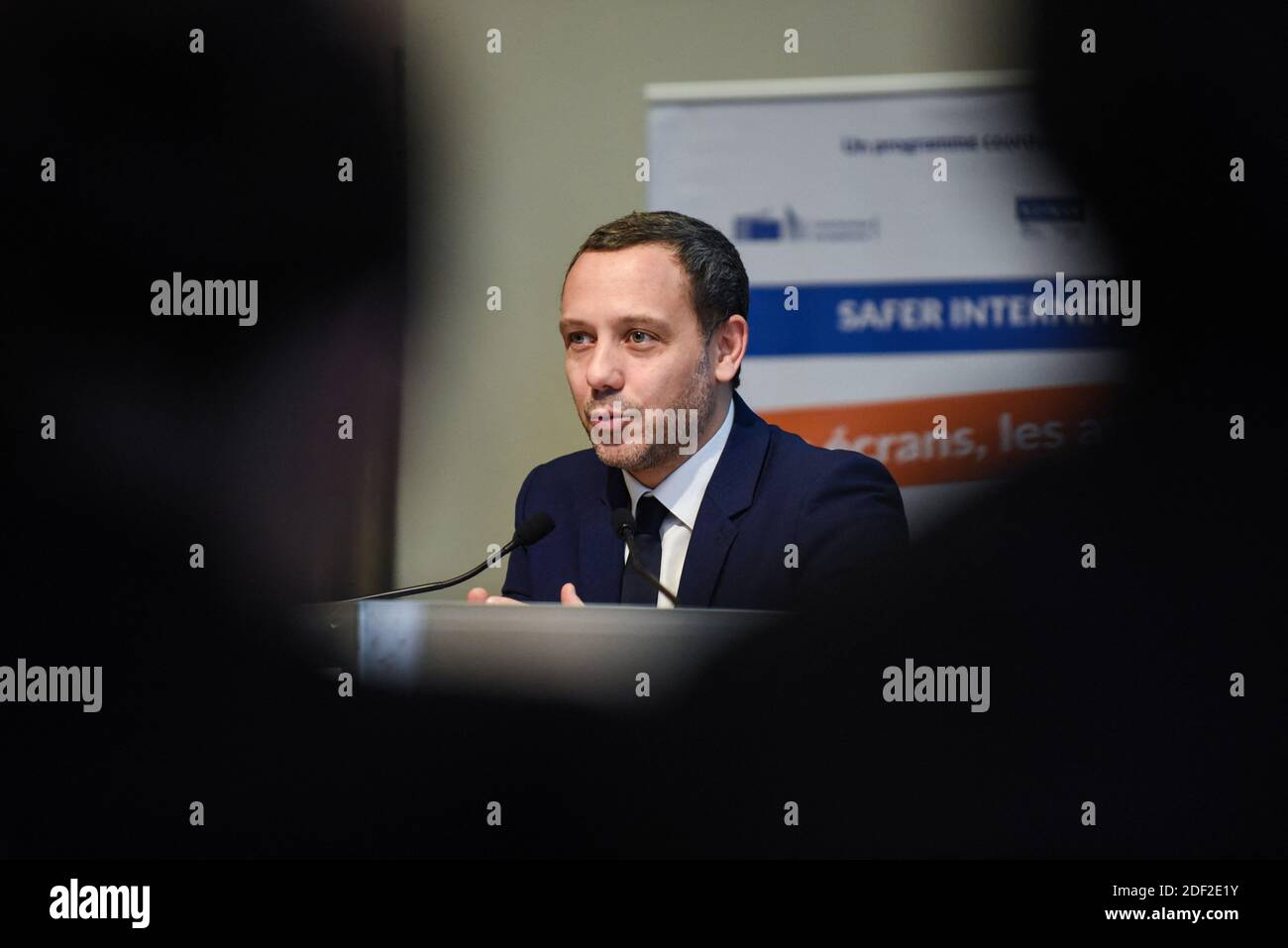 French Junior Minister for Child protection Adrien Taquet gives a ...