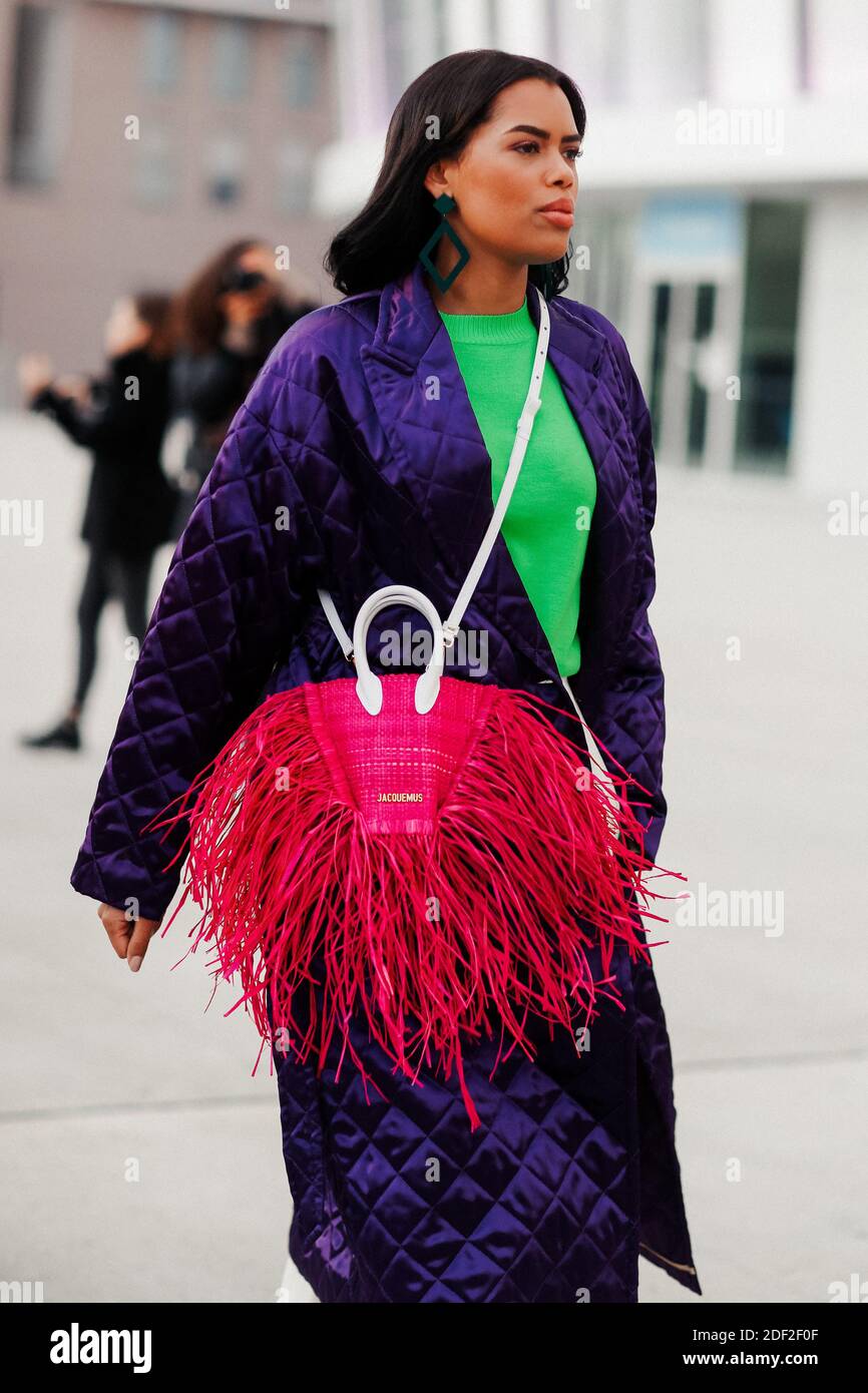 Street style, arriving at Jacquemus Fall-Winter 2020-2021 show, held at ...