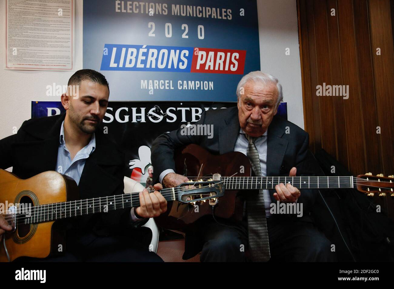 Candidate in Paris mayoral election Marcel Campion plays guitar at his ...