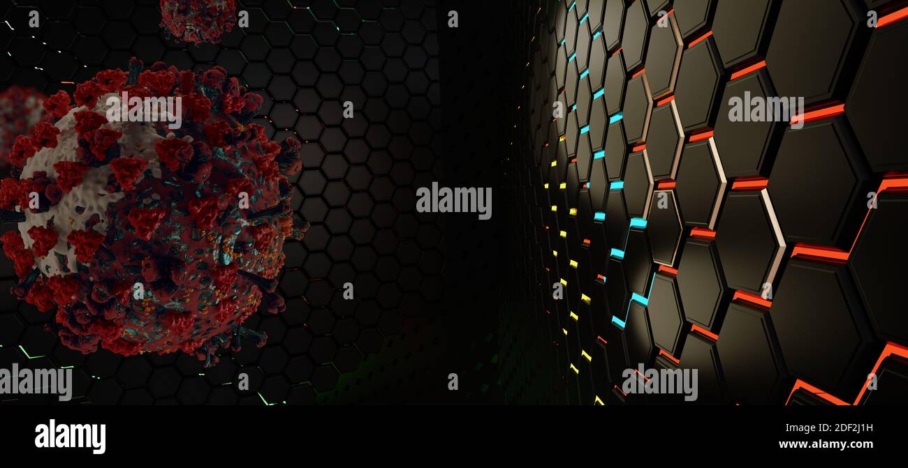 virus cell 2021 grid hexagonal modern creative trending dark structure ...