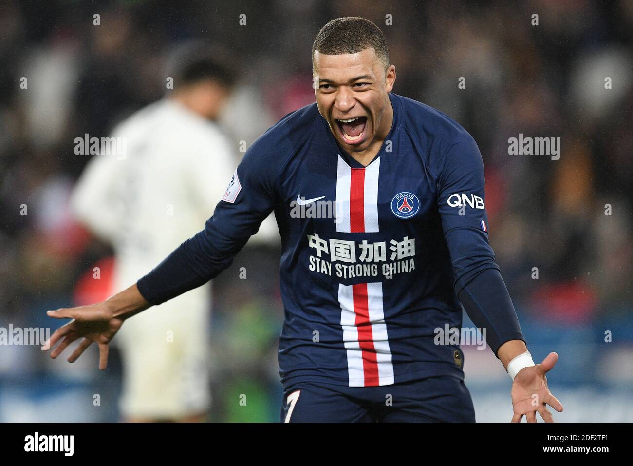 Kylian MBappe of Paris Saint-Germain celebrates his goal during the ...