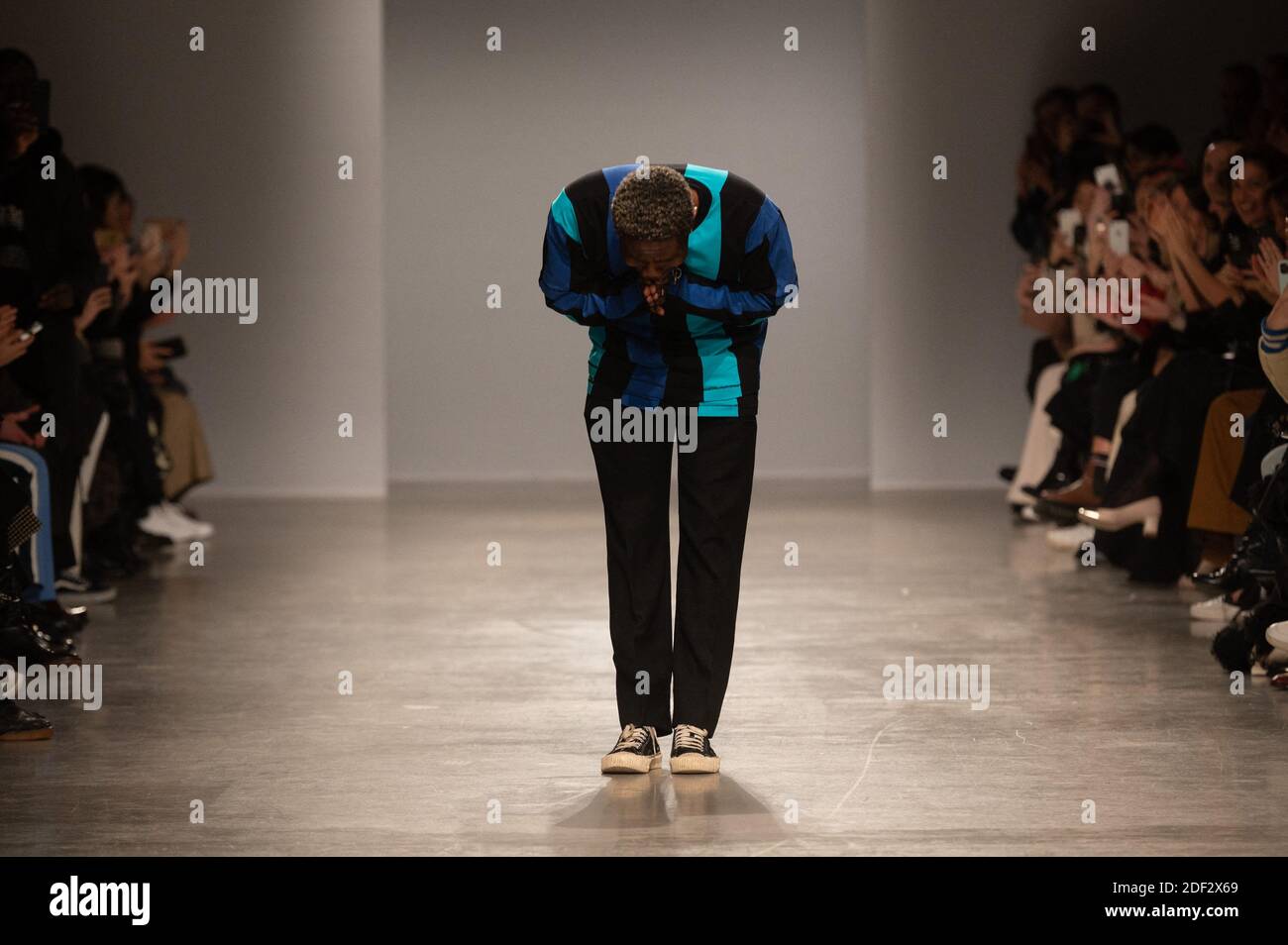 Kenneth Ize walks the runway during the Kenneth Ize show as part of the ...