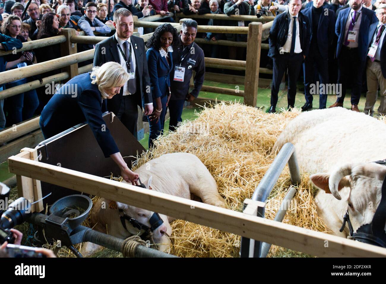 Rassemblement National president Marine Le Pen look at the fair's muse ...