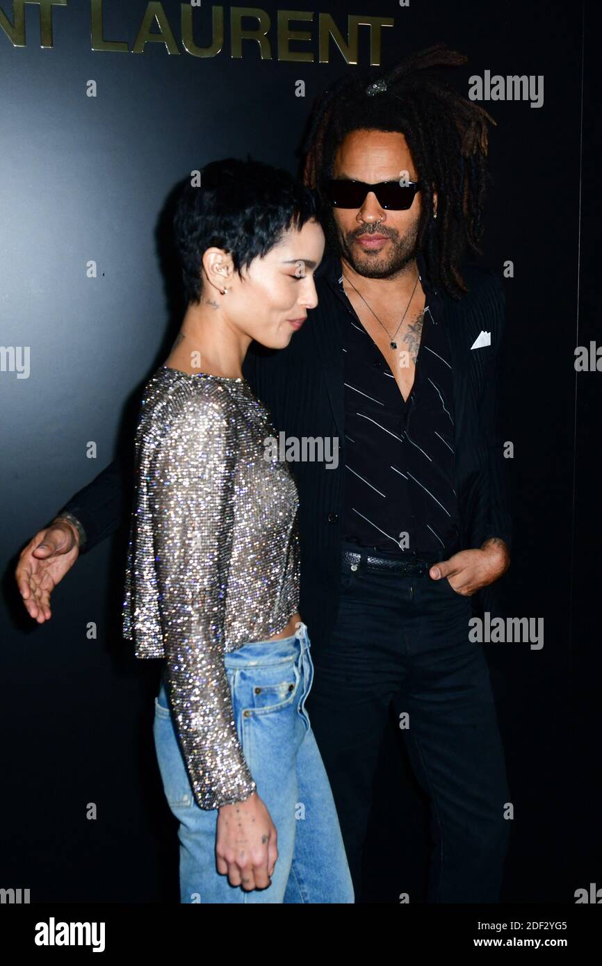 Zoe Kravitz and Lenny Kravitz attend the Saint Laurent show as part of ...