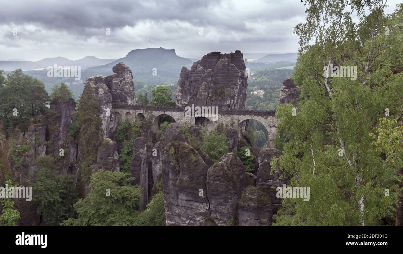 BASTEI BRIDGE IN SAXONY, HOHNSTEIN Stock Photo - Alamy