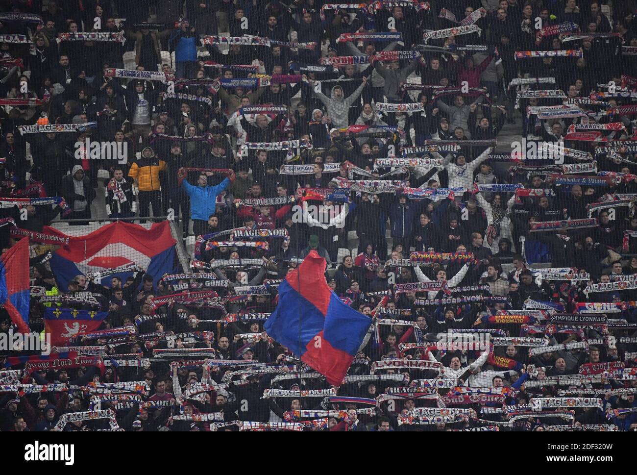 Lyon’s fans during the UEFA Champions League round of 16 first leg ...