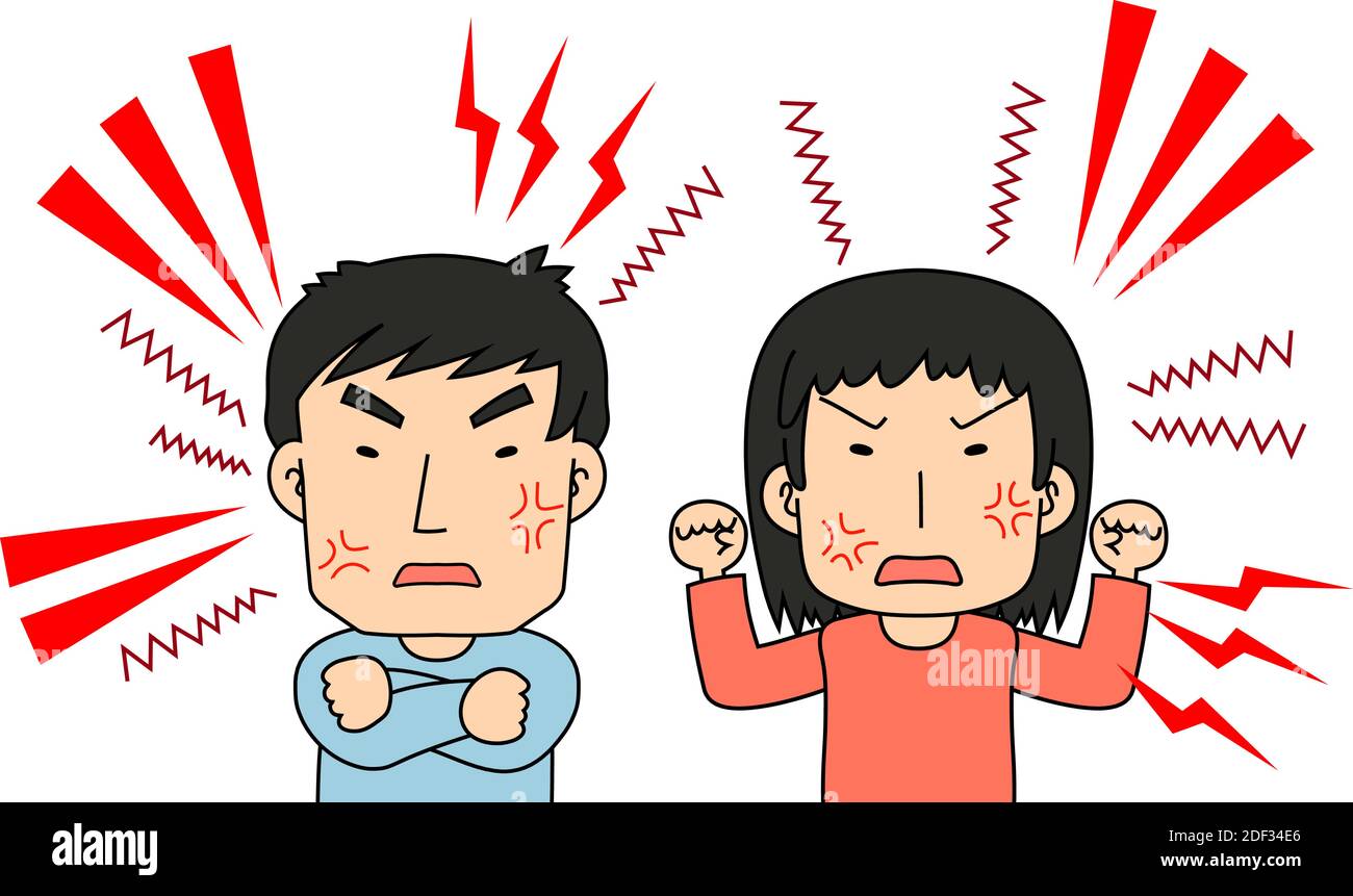This is a illustration of angry couple making a fierce complaint Stock ...